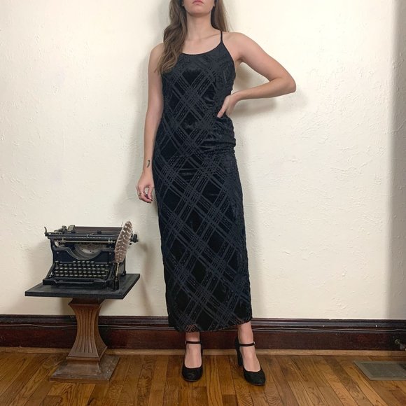 American Vintage | Dresses | Jmd Vintage 9s Slinky Black Formal Dress ...